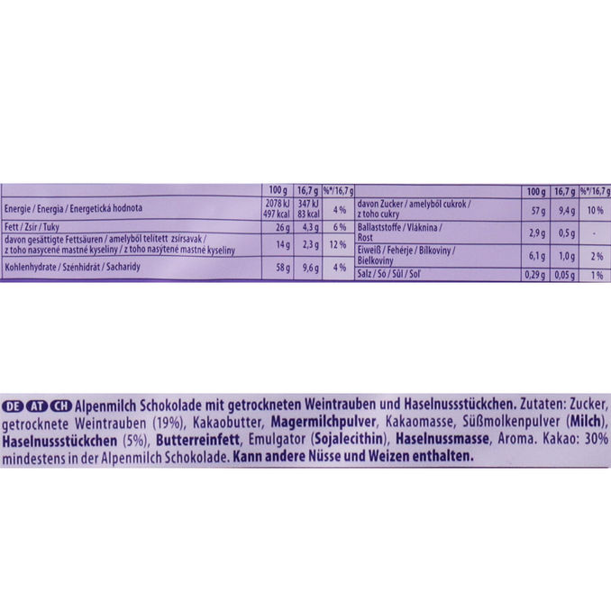 Trauben-Nuss, 100 g von Milka | Motatos