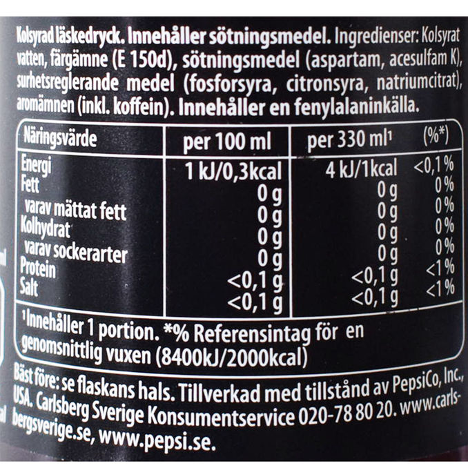 Pepsi Max 33cl, 33cl från Pepsi | Matsmart