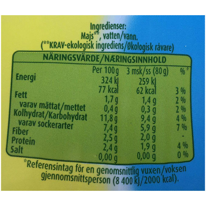 Majs Øko 340g, 2 x 160g fra Green Giant | Motatos