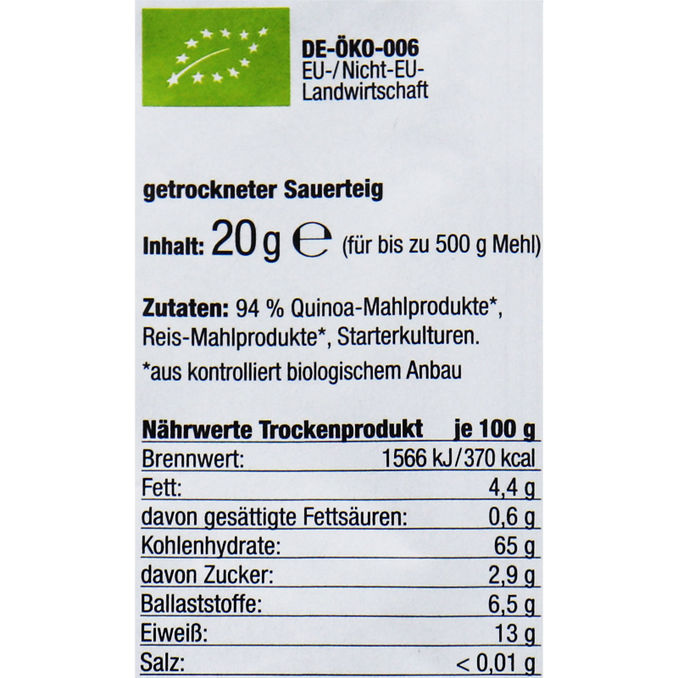 BIO Quinoa Sauerteig Extrakt, 20g von Biovegan | Motatos