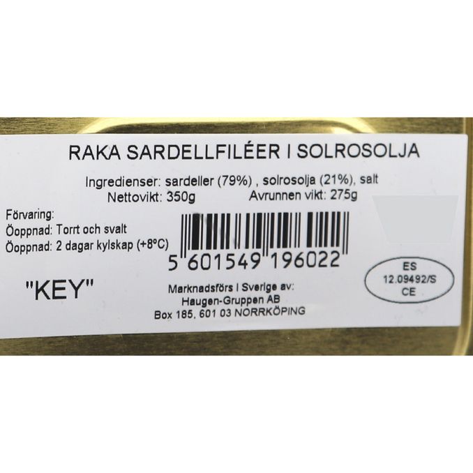 Sardeller I Solrosolja, 275 g från Haugen-gruppen | Matsmart
