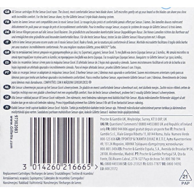 Gillette Sensor Excel Blades 10 pcs., 10-pack fra Gillette | Motatos