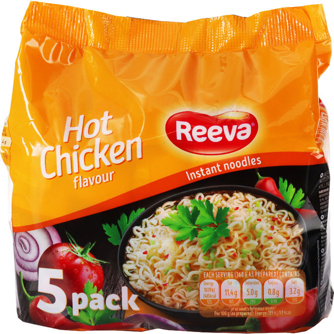 Instant-Nudeln Hot Chicken, 5er Pack, 5x 60g von Reeva | Motatos