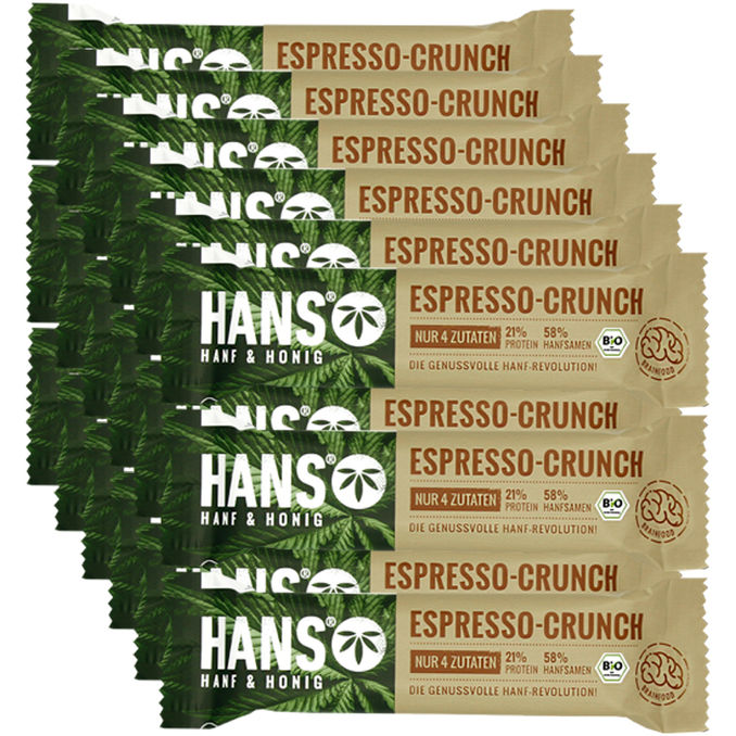 BIO Hanf Riegel Espresso-Crunch, 18er Pack, 18x 30g von HANS | Motatos