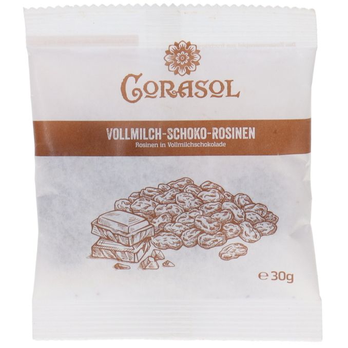 Vollmilch-Schoko-Rosinen, 30g von Corasol | Motatos