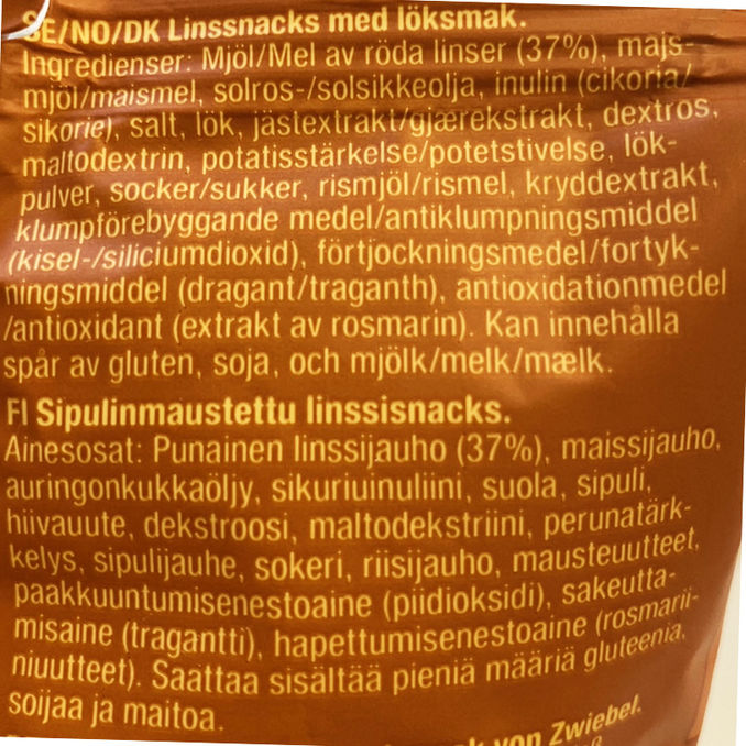 10-pak Linsechips m. Løg, 10 x 40 g fra Pändy | Motatos