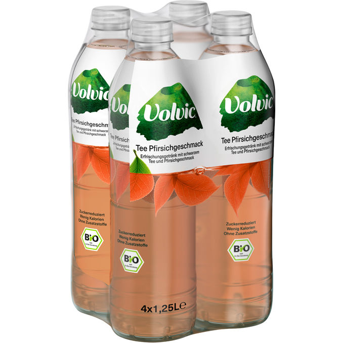 BIO Schwarzer Tee mit Pfirsich, 4er Pack (EINWEG) zzgl. Pfand, 4x 1,25l ...