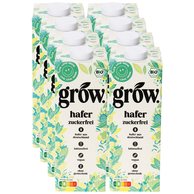 BIO Haferdrink zuckerfrei, 8er Pack, 8x1L von grow. | Motatos