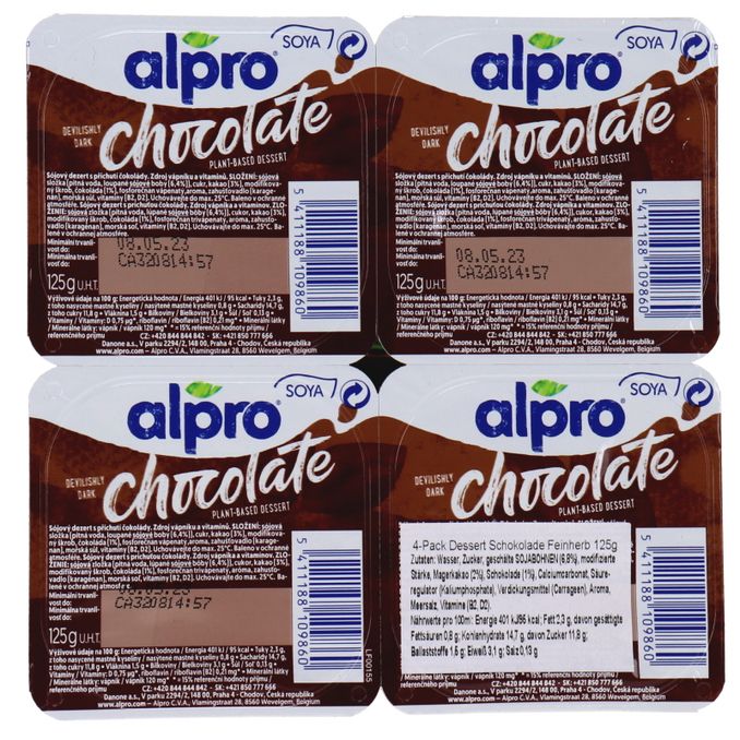 Soja-Dessert Dunkle Schokolade Feinherb, 4er Pack, 4x 125g von Alpro ...