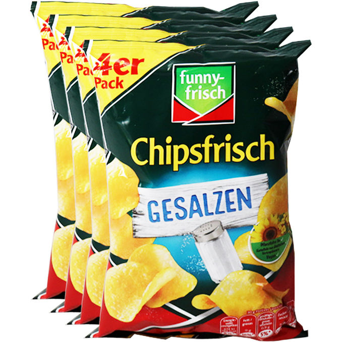Chipsfrisch Gesalzen, 4er Pack, 4x 40g von Funny Frisch | Motatos