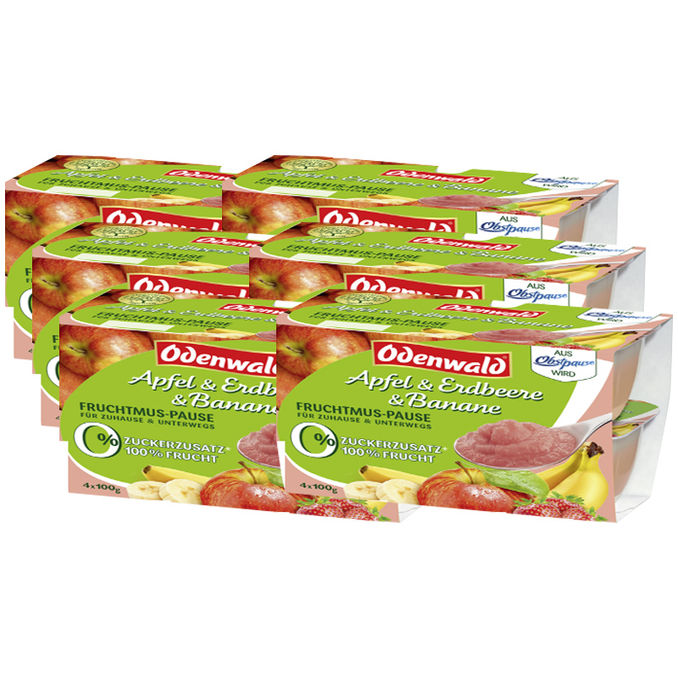 Apfelmus mit Erdbeere & Banane, 6er Pack, 6x 400g von Odenwald | Motatos