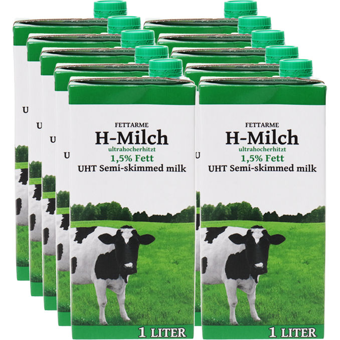 H-Milch 1,5%, 12er Pack, 12x 1l von A&M FOOD | Motatos