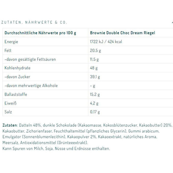 Double Choc Dream Brownie Riegel, 18er Pack, 18x 35g von Pulsin | Motatos
