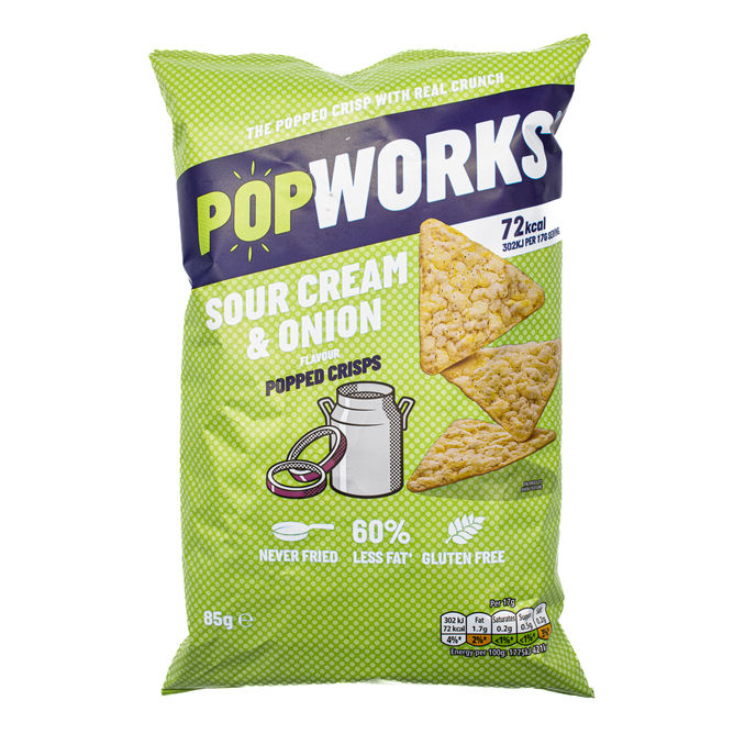 Popworks Sour Cream & Onion Popped Crisps Sharing bag 85g, 85g from ...