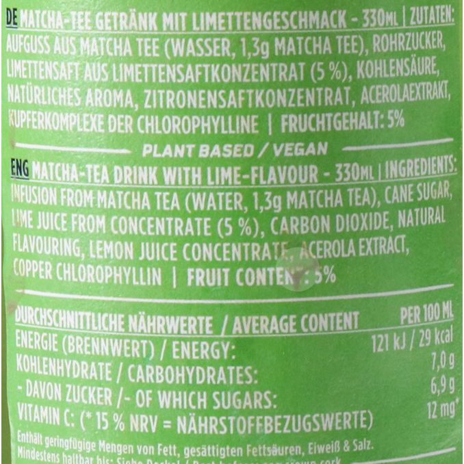 Eistee Sparkling Matcha Limette, zzgl. Pfand, 330ml von Seicha | Motatos