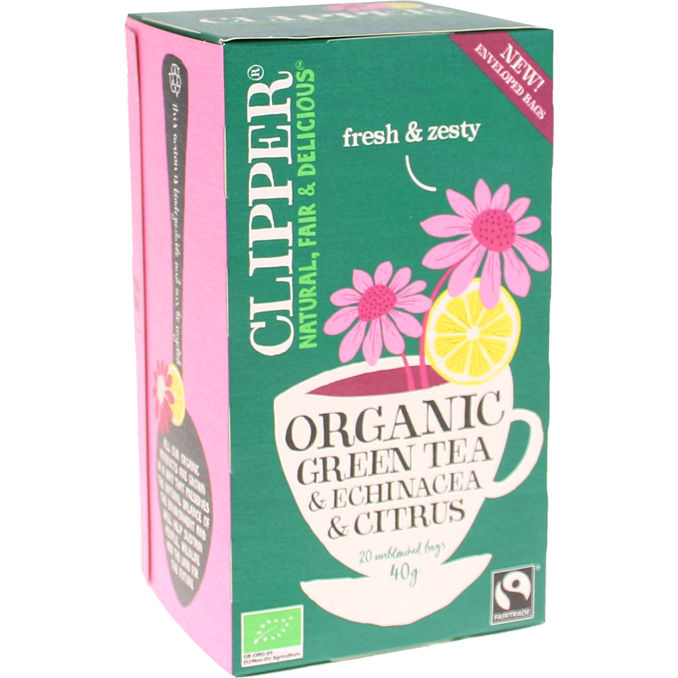 Grøn te m. Citrus, Appelsin & Lime, 20 x 2 g fra Clipper | Motatos