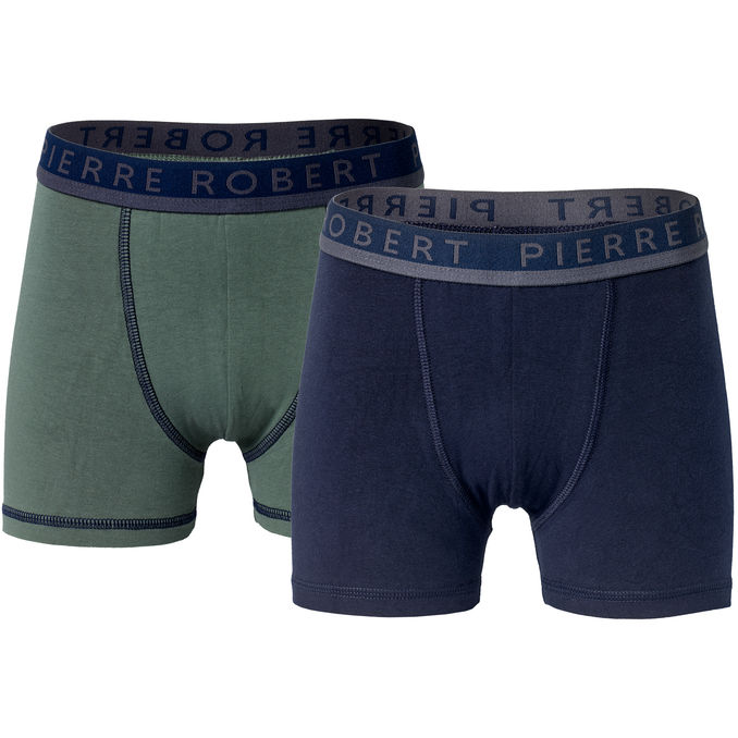 Boxershorts 2 stk. Junior Boy Khaki/Navy 158-164cm øko bomuld, 2 pcs ...