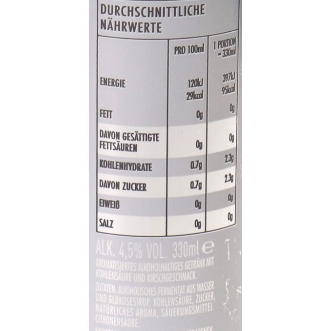 Kirsch-Spritz, 4,5% Alkohol, 12er Pack (EINWEG) zzgl. Pfand, 12x 0,33L ...