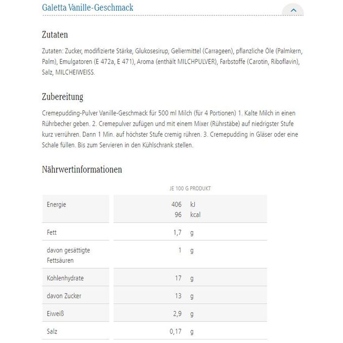 Galetta Creme-Pudding Vanille, 80g von Dr. Oetker | Motatos