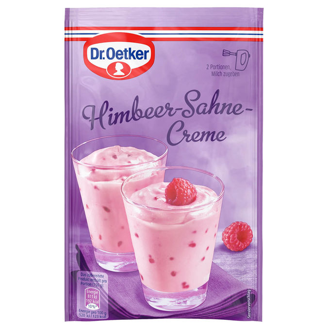 Milch-Creme Himbeere & Sahne, 62g von Dr. Oetker | Motatos