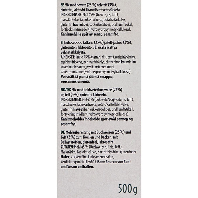 Glutenfri Boghvede & Teff Mel, 500 g fra Semper | Motatos