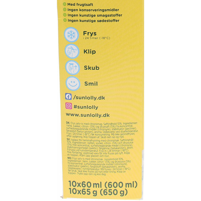 Isglass Citron, 10 x 60ml från Sun Lolly | Matsmart