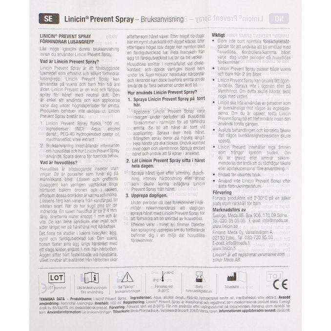 Linicin Prevent Lusspray, 100 ml från Linicin | Matsmart