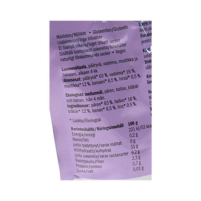 Smoothie Päron Hallon Blåbär Klämmis 12-pack, 12 x 90 g från Muru Baby | Matsmart