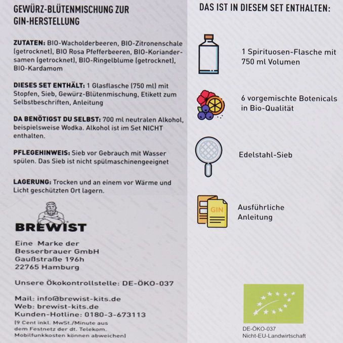 BIO DIY Gin-Kit, 925g von Brewist | Motatos
