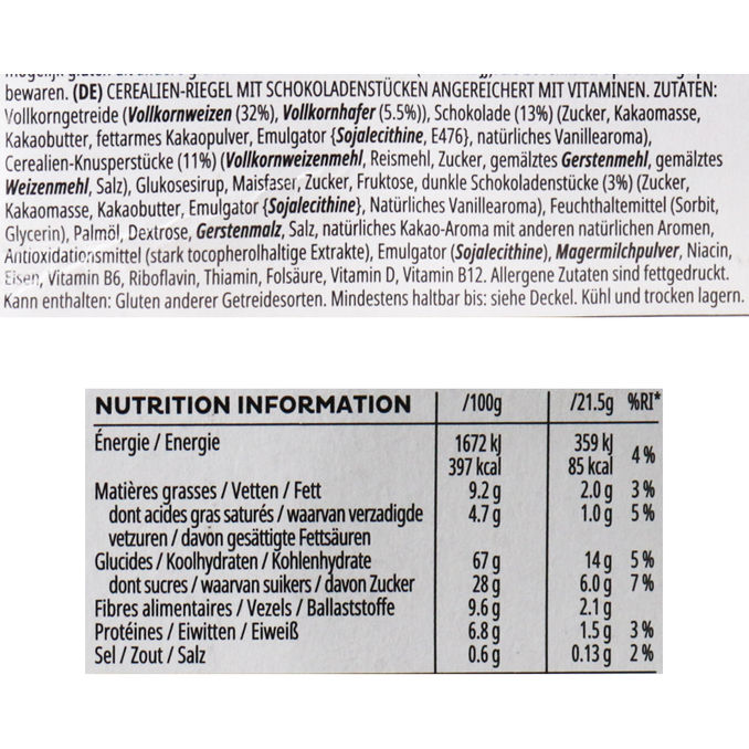 Cerealien-Riegel Dunkle Schokolade, 6x 21,5g von Kellogg's | Motatos