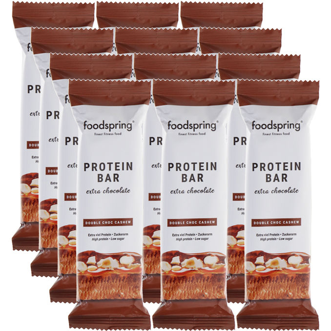 Protein Bar Double Chocolate Cashew, 12er Pack, 12x 65g von Foodspring ...
