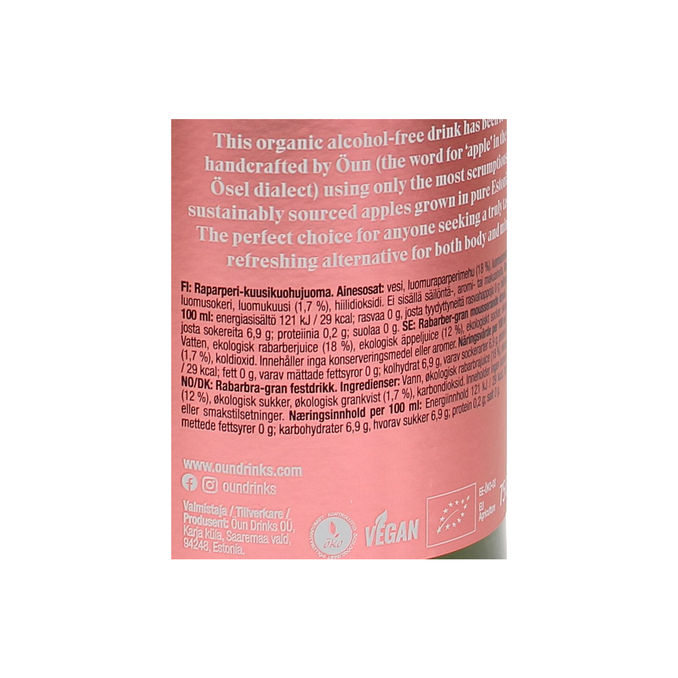 Mouserande Dryck Rabarber/Granskott, 750 ml från Öun | Matsmart